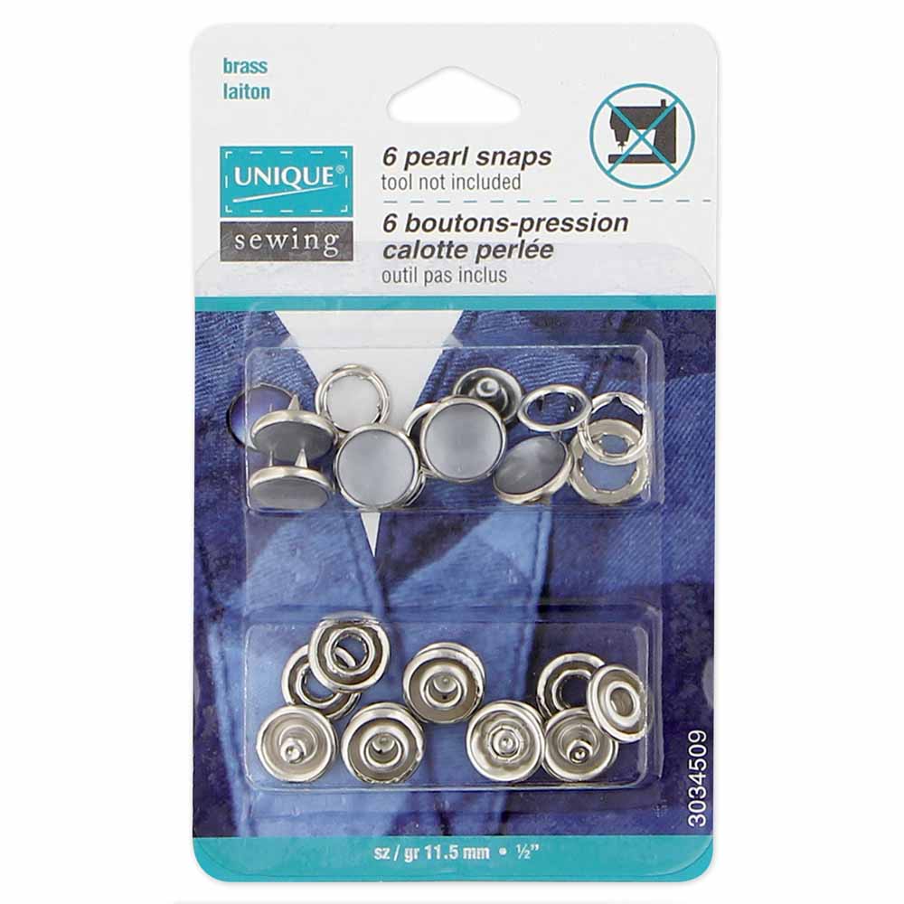 UNIQUE SEWING Pearl Snaps — Smoke, 11.5 mm (1/2″), 6 Sets – Craftables